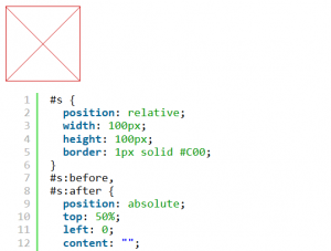 CSSだけでborderの正方形の中にバツを付ける | iwb.jp