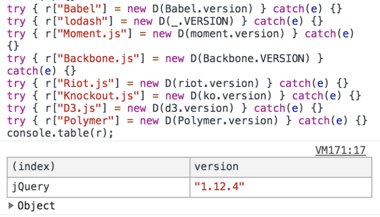 JavaScriptライブラリのバージョンをブラウザのConsoleで確認する方法 | iwb.jp