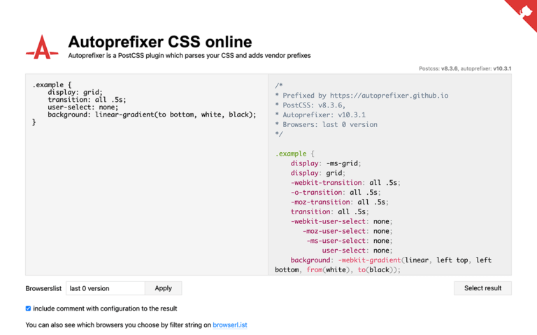 AutoprefixerでBrowserslistがlast 0 versionだと全部付く | iwb.jp