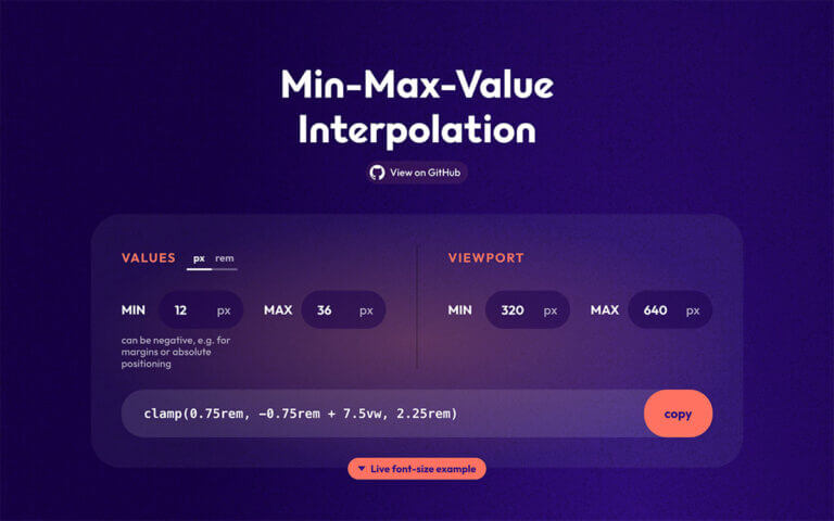 CSS font size Min Max Calculator Iwb jp
