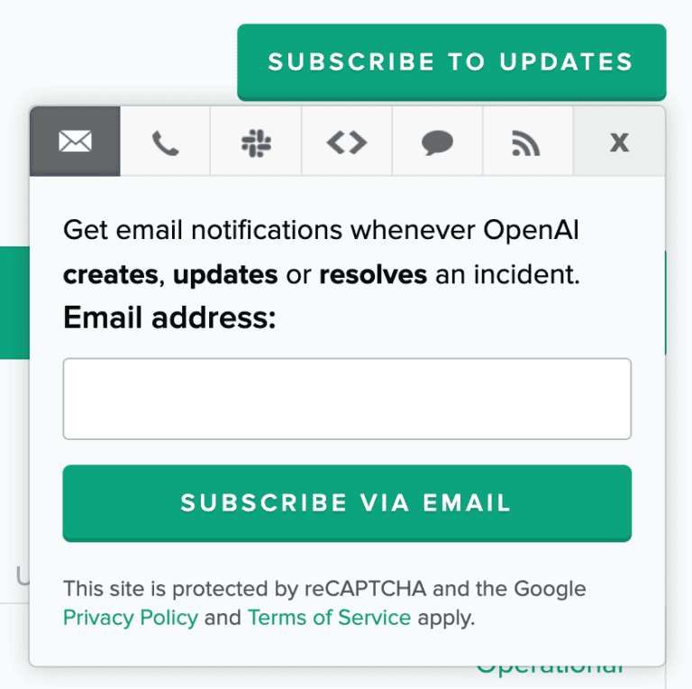 ChatGPT(OpenAI)利用者は障害メール通知設定を登録するべき | iwb.jp