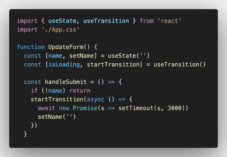 React v19からuseStateではなくuseTransitionでロード中のフラグを管理できる | iwb.jp