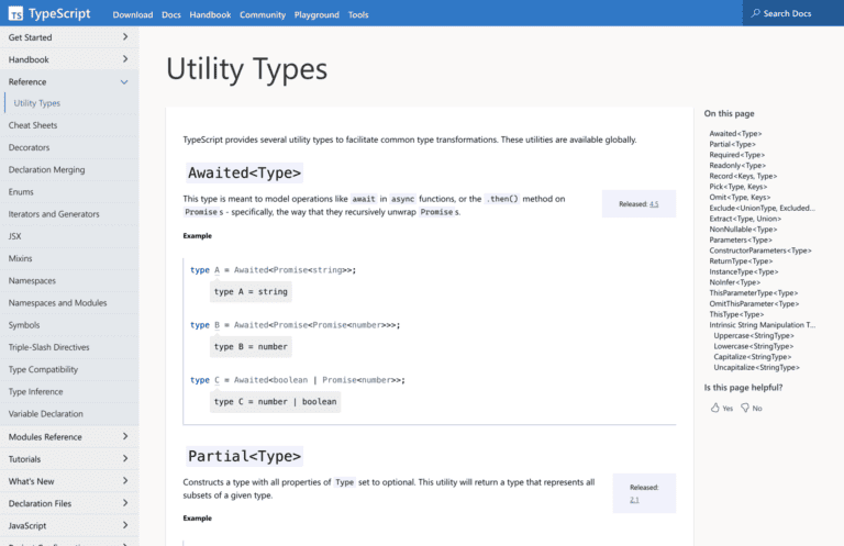 TypeScriptのユーティリティ型(Utility Types)は全部で22個ある | iwb.jp