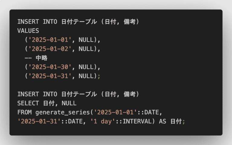 PostgreSQLで連続する日付をgenerate_seriesで追加する方法 | iwb.jp